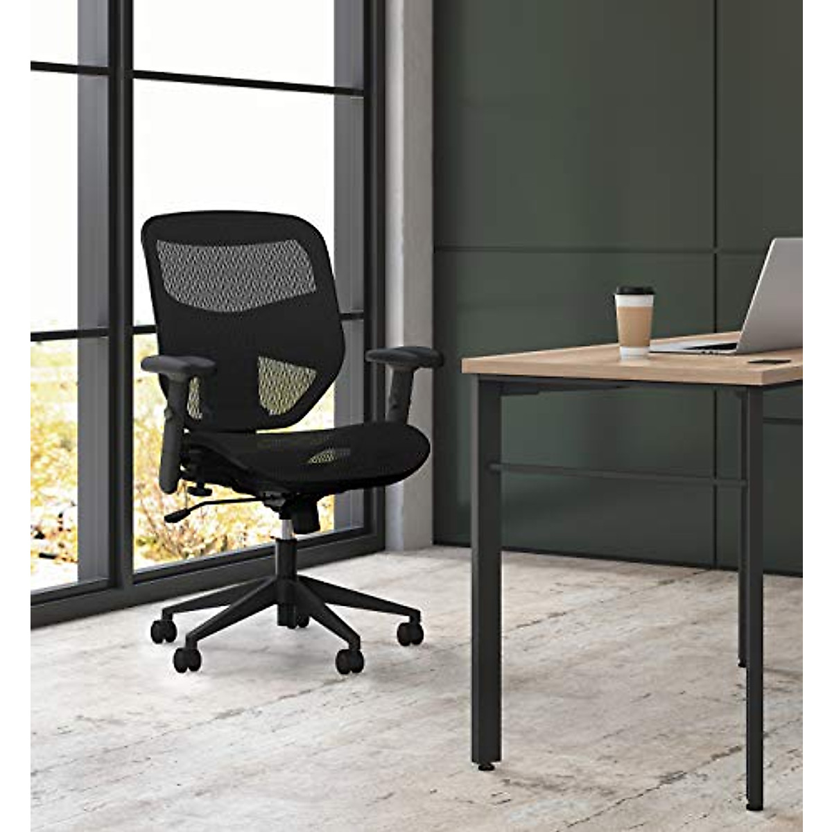 HON Prominent High Task Mesh Back and Seat Office Chair for Computer Desk, Black (HVL534), Swivel-Tilt