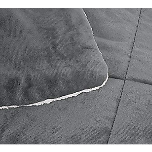 Amazon Basics Ultra-Soft Micromink Sherpa Comforter Bed Set - Charcoal, Full/Queen & Down-Alternative Pillows, Soft Density for Stomach and Back Sleepers - Standard (Pack of 2), White