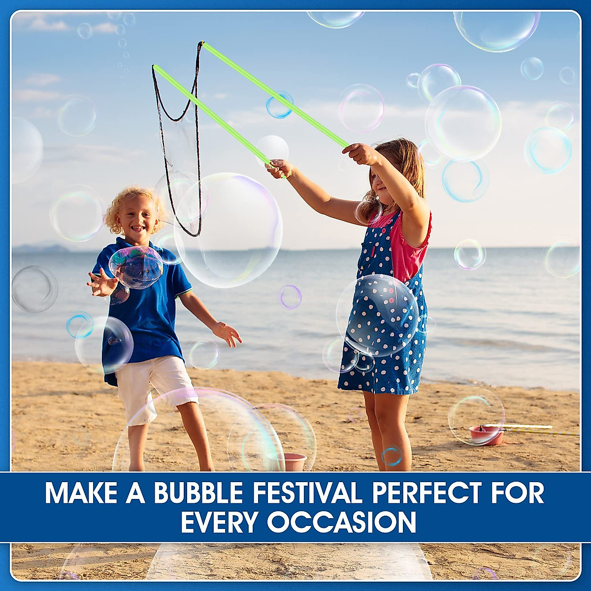 Meooeck Giant Bubble Wands Big Bubble Maker for Outdoor Bubble Toys for Adults Boys Girls Birthday Party Favors Lawn Park Beach Summer Birthday Party Favors Outdoor Activities(16 Pcs)