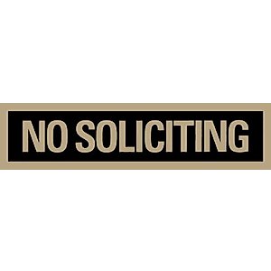 Headline Sign - Self-Stick Sign,"NO Soliciting" Sign, 2 x 8 Inches, Black and Gold (9369)
