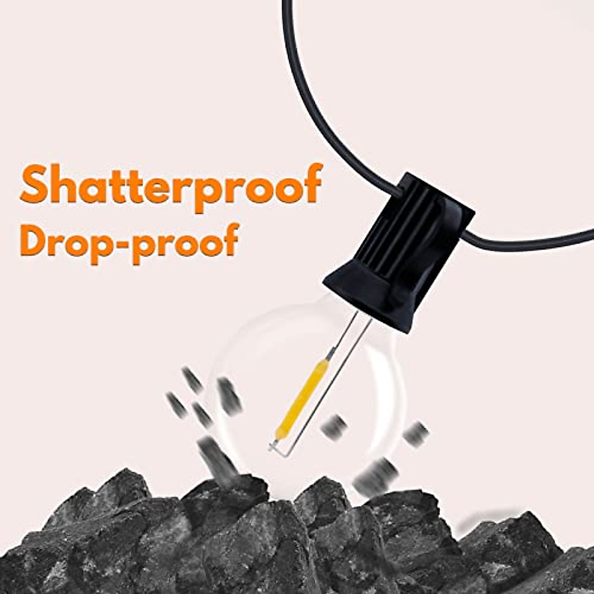 Patio Lights Outdoor Waterproof 50Ft (Connectable Up to 700 Ft) G40 Globe String Lights with 25 Shatterproof Dimmable LED Bulbs Indoor Outdoor Lights for Bistro Cafe Porch Backyard Balcony Garden Tent