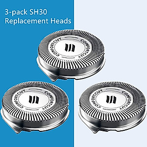 SH30 Replacement Heads for Philips Norelco Series 3000, 2000, 1000 Shavers and S738, Compatible with Philips ComfortCut Blades Shaving Heads like S1560 S3310，Norelco One Blade Replacement Heads.3-Pack