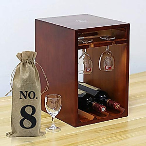 Shintop 10pcs Jute Wine Bags, 14 x 6 1/4 inches Hessian Numbered Wine Bottle Gift Bags with Drawstring for Blind Wine Tasting (Brown)