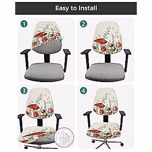 Big buy store Office Chair Cover Green Eucalyptus Leave Desk Chair Cover Stretch Elastic Universal Computer Chair Covers Mushroom Butterfly Stretch Rotating Chair Slipcovers Protectors