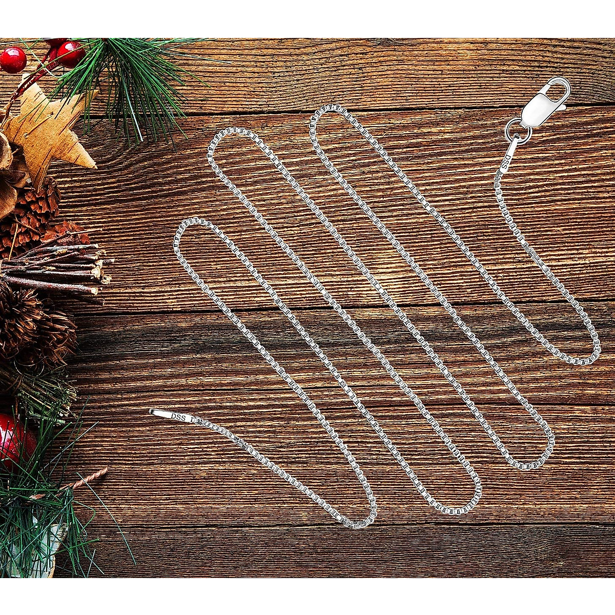 925 Sterling Silver .8MM Box Chain - Nickel Free Italian Necklace for Women Lobster Claw Clasp 18 Inch