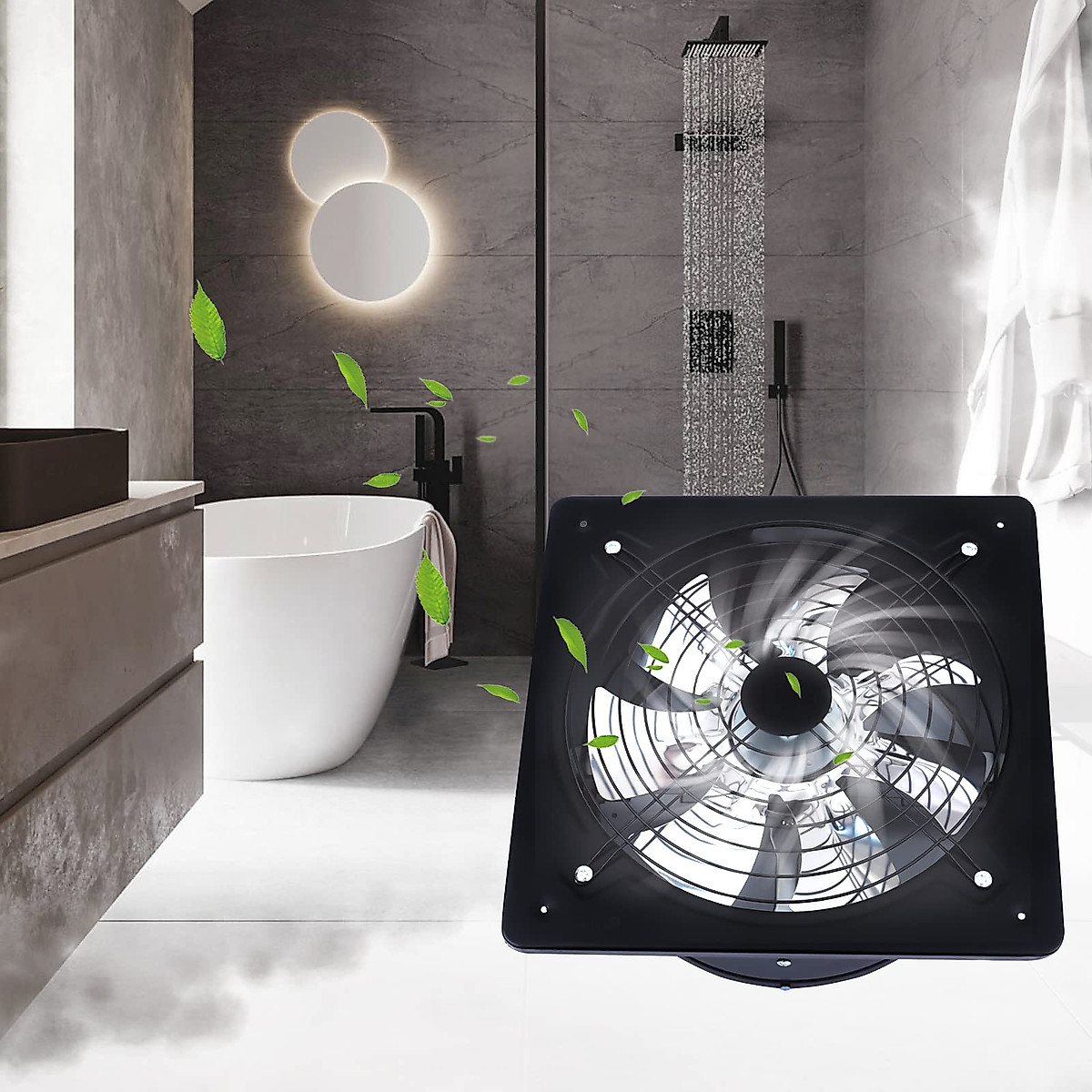 12 inch Ventilation Extractor Fan, 125W 2800r/min Exhaust Fan 110V 60Hz Low Noise Industrial Metal Axial Exhaust Commercial Air Blower Fan for Shop, Home Attic and Garage Ventilation Purposes