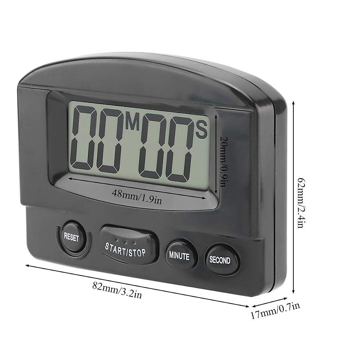 Fdit Portable Digital Kitchen Timer Clock Countdown Timer Large LCD Display Kitchen Use with Bracket Magnet(Black)