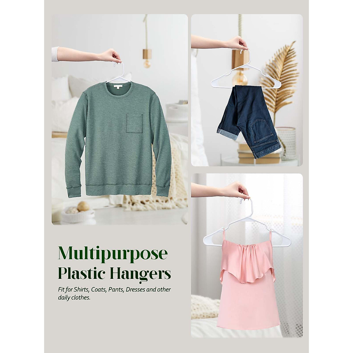 Cozymood Plastic Notched Hangers 20 Pack, Space Saving Tubular Clothes Hangers White, Slim Non-Slip Heavy Duty Plastic Hangers for Everyday Use, Standard Closet Hanger for Shirts, Coats, Dress, Skirts