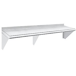 HARDURA Stainless Steel Shelf 12" x 72", 320lb Commercial Shelves Wall Mount Metal Shelving with Backsplash and Brackets for Kitchen, Restaurant, Laundry Room and Home