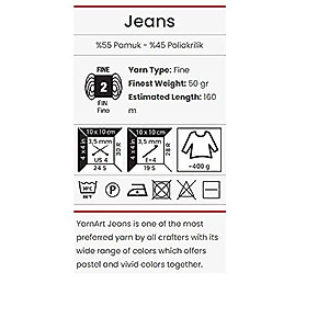 Yarn ArtYarnart Jeans Yarn, Amigurumi Cotton Yarn, Cotton Yarn Crocheting, Knitting Yarn, amigurumi Cotton Yarn, Turkish Yarn, 55% Cotton – 45% PAC (Poliacrylic) Color (47)