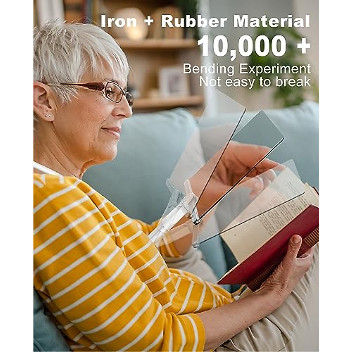 5X Hands Free Magnifying Glass for Reading.6.7" x 9.5"Large Full Book Page Magnifier for Neck Wear. Magnifier for Reading,Sewing, Cross Stitch, Inspection (White)