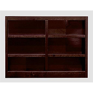 BOWERY HILL Traditional 36" Tall 6-Shelf Double Wide Wood Bookcase in Cherry