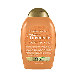 OGX Strength Length + Golden Turmeric Conditioner with Milk to Soothe Scalp Nourish Hair, Ayurveda SulfateFree Surfactants for Stronger Longer Hair, Coconut, 13 Fl Oz