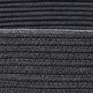 24" x 24" x 17" Max Size Large Cotton Rope Basket, Extra Large Storage Basket, Woven Laundry Hamper, Toy Storage Bin, for Blankets Clothes Toys Pillows in Living Room, Baby Nursery, All Dark Grey