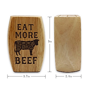 Eat More Beef Farmhouse Kitchen Decor Knife Block For Steak Knives 5 Inch Utility Knives 6 Piece Slot Organizer Durable 100% Natural Oak Wood, Gifts for Family Friends, Housewarming gifts 3.7x2.4x5"