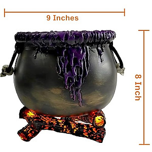 GiftExpress 8 Inches Black Magic Cauldron with Light-up Candy Pot for Halloween Decoration, Horror Scene Decoration Holiday Décor Theme Party