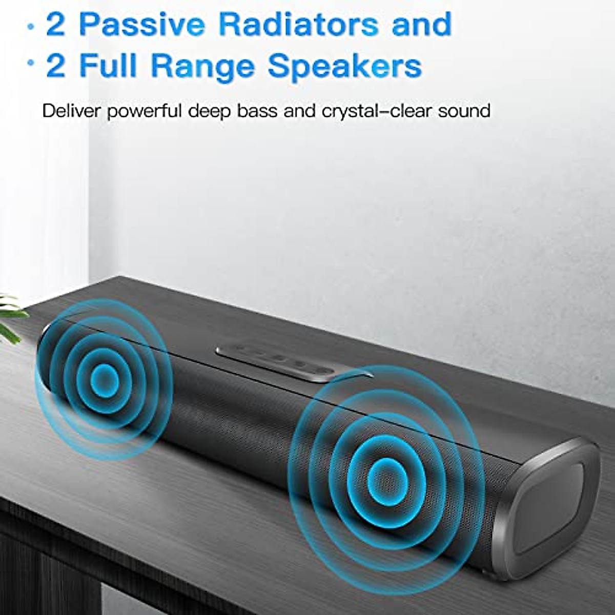 LIPEILA Soundbar for TV with Bluetooth 50W Speakers for TV Home Theater Audio Surround Sound System Small Sound Bar with Subwoofer for TV PC Projectors Tablets,Remote Control,Opt/AUX/USB/HDMI (Brown)