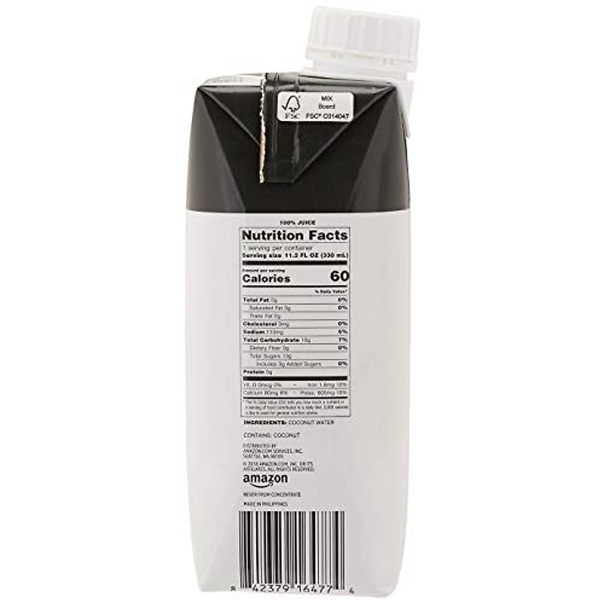 Amazon Brand - Happy Belly Coconut Water, 11.2 fl oz (Pack of 24)