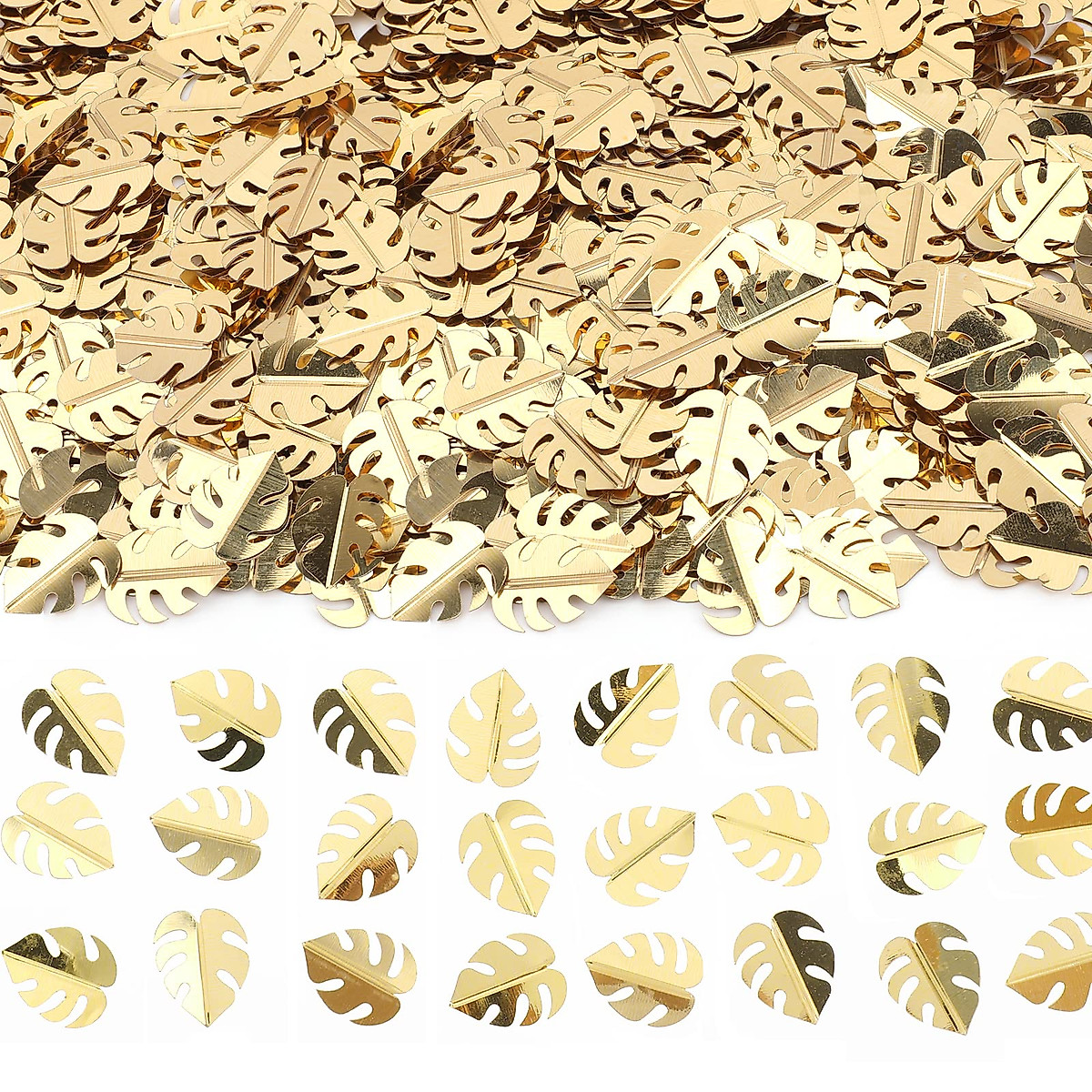 Palm Leave Gold Confetti for Table Decoration, Gold Foil Leaves Hawaiian Party Table Decor, Aloha Party Anniversary Bridal Shower Luau Party Wedding Birthday Cake Decor, 30g