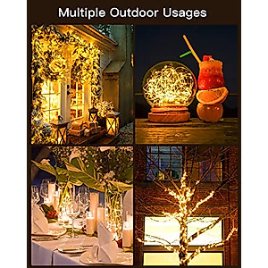 Solar String Lights Outdoor Waterproof, 4 Packs Each 66 Ft 200 LED Solar Fairy Lights with 8 Modes, Twinkle Solar Powered Outdoor Lights for Patio Yard Trees Wedding Christmas, Warm White