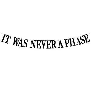 It Was Never a Phase Banner, Death to My Youth Bunting Sign, Funeral Birthday 30th 40th 50h 60th 70th 80th Birthday Party Decorations Supplies, Black Glitter