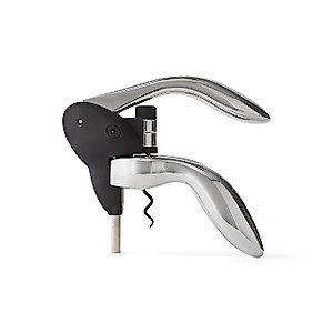 Houdini Corkscrew Wine Opener, Includes Foil Cutter and Extra Spiral, Black