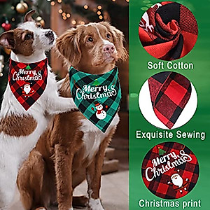 Christmas Dog Bandanas Scarf Classic Buffalo Plaid Pets Bandana Triangle Bibs Kerchief 2 Pack Merry Christmas Costume Accessories Decoration for Small Medium Large Dogs Cat Puppy Holiday Bandana