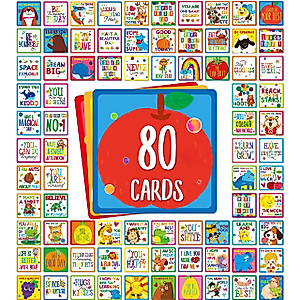 Gethelud 80 PCS Lunch Box Notes for kids, Inspirational Words with Adorable Designs Positive Affirmation Cards for Boys’ and Girls’ Lunch Boxes