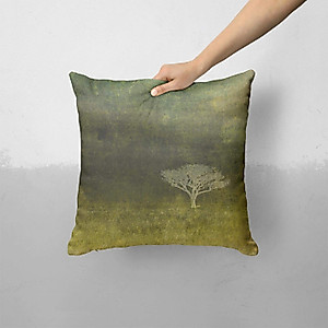 iiRov Deep Green Tree Pastel Painting - Custom Decorative Home Decor Indoor or Outdoor Throw Pillow Cover for Sofa, Bed or Couch Cushion (Pillow CASE Cover ONLY)