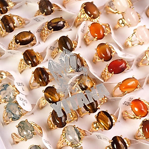 YITANA 100 Pack of Rings Wholesale for Boutique Items for Resale Bulk Crystal Rings Jewelry Clearance Anillos De Piedras Naturales