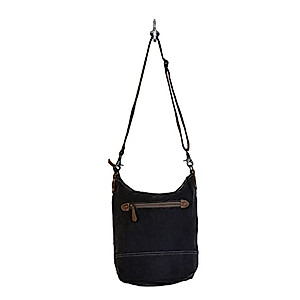 Myra Bag Unconventionally Etched Shoulder Bag Upcycled Cotton & Cowhide Leather S-2862