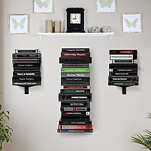 ART-GIFTREE Invisible Floating Book Shelves for Wall, Iron Floating Bookshelf Wall Mounted, Heavy-Duty Book Organizers for Home Bedroom Living Room Office, 2 Pack Black
