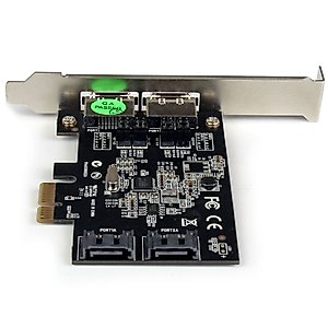 StarTech.com 2 Port PCI Express SATA 6 Gbps eSATA Controller Card - Dual Port PCIe SATA III Card - 2 Int/2 Ext - SATA III 6Gbps (PEXESAT322I)