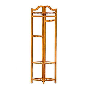 70“ Teak Corner Hall Tree with Shoe Bench,Corner Coat Rack with Bench,Corner Hall Tree,Entryway Coat Rack,Built of Solid Teak.