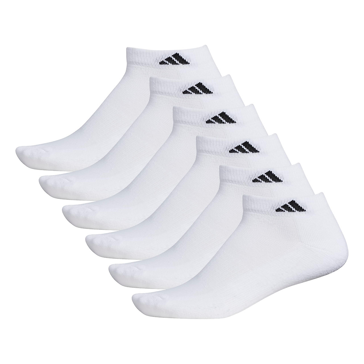 adidas Men's Athletic Cushioned Low Cut Socks with Arch Compression for a Secure fit (6-Pair), White/Black, XL