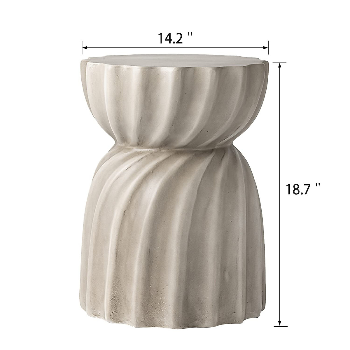 SUNBURY Concrete Side Table, Outdoor Side Table for Patio, 14" Outdoor Accent Table Patio Side Table End Table in Light Gray, Ceramic Side Table Garden Stool Log Table