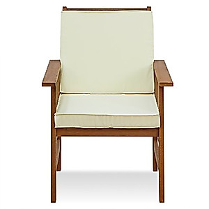 Furinno FG17318 Tioman Outdoor Hardwood Patio Furniture Armchair with Cushion Armchair with Cushion, 1 Arm Chair, Natural