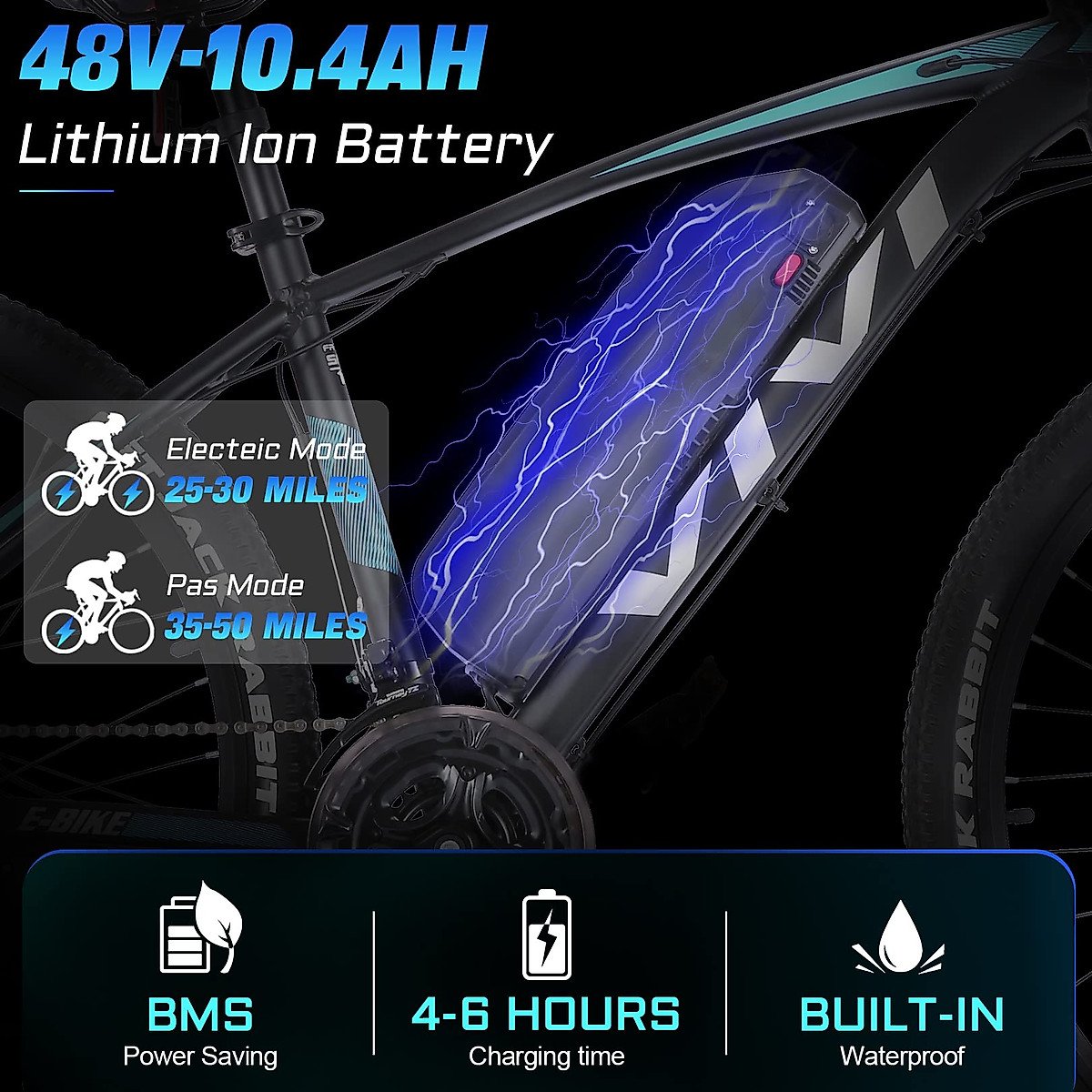 Vivi Electric Bike for Adults, 27.5" Electric Mountain Bike with 500W Motor 48V 10.4AH Removable Battery, 20mph - Class 2 eBike, Up to 50 Miles Range, 21 Speed Adult Electric Bicycles