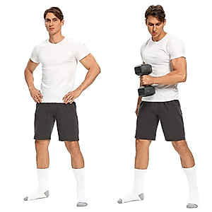 EnerWear 10P Pack Men's Cotton Moisture Wicking Heavy Cushion Crew Socks (10-13/shoe size 6-12 (10 Pair), White)