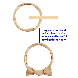 inSowni 50 Pack Super Soft Stretchy DIY Solid Nylon Headbands Baby Hair Bands One Size Fits All (Khaki)