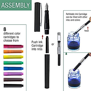 U.S. Art Supply 35-Piece Calligraphy Pen Writing Set - 4 Calligraphy Pens, 5 Size Styles of Pen Nibs, 22 Ink Cartridges, Instructional Handbook, Practice Paper Pad - Kids, Students, Adults Starter Kit
