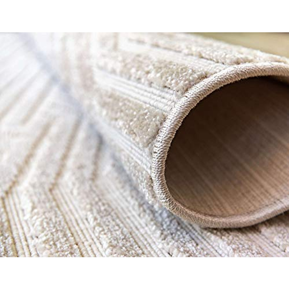 Unique Loom Sabrina Soto Outdoor Collection Modern, Vibrant, Carved Area Rug, 2 ft x 6 ft, Beige