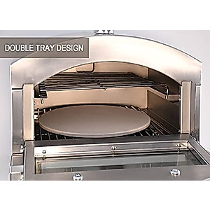 BNDHKR Gas Pizza Oven Stainless Steel Pizza Maker with 12 Inch Round Pizza Stone Portable Pizza Baker for Party and Outdoor Cooking,16.73 x 18.7 x 15.75 inches