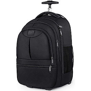 Rolling Backpack,Water Resistant Wheeled Travel Backpack,Laptop Backpack for Women Men,Carry on Luggage Backpack Fit 15.6 inch Notebook,Trolley Suitcase Business Bag College Student Computer Bag,Black