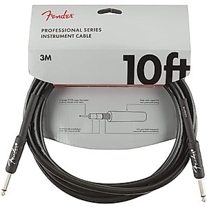 Fender Professional Series Instrument Cable, Guitar Cable 10 ft, Stage Ready with Anti-Kinking Design, Black