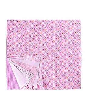 ULTNICE 7pcs Squares Bundle Floral Cotton Craft Fabric for Patchwork DIY Sewing Scrapbooking Quilting (Pink)