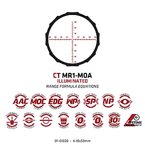 Crimson Trace Hardline Pro 4-16x50mm Riflescope with FFP, Illuminated MR1-MOA Reticle, Zero Stop, Lightweight Solid Construction, Scope Caps and Lens Cloth for Hunting, Shooting and Outdoor