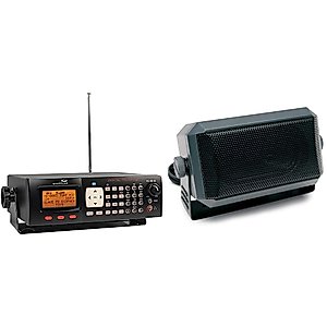 Whistler WS1065 Desktop Digital Scanner Bundle with RoadPro RPSP-15 Universal CB Extension Speaker with Swivel Bracket, 2-3/4 x 4-1/2", Black
