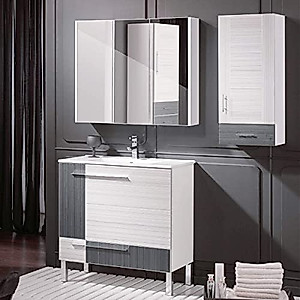 LUARANE Bathroom Medicine Cabinet, Wall Mounted Cabinet with Triple Mirror Door, Storage Organizer Cabinet with Adjustable Shelf, Mirror Cabinet for Bathroom Room Living Room, White