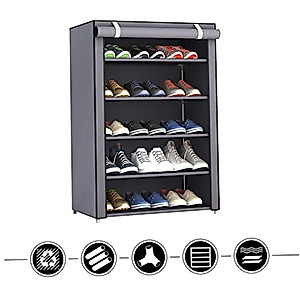 Shoe Storage Cabinet, Shoes Rack, Non-Woven Fabric Shoes Organizer Cabinet with Dustproof Cover, Shoes Storage Shelf for Bedroom Dormitory (90x30x60cm, 5 Layers), Shoe Racks Storage Cabinet